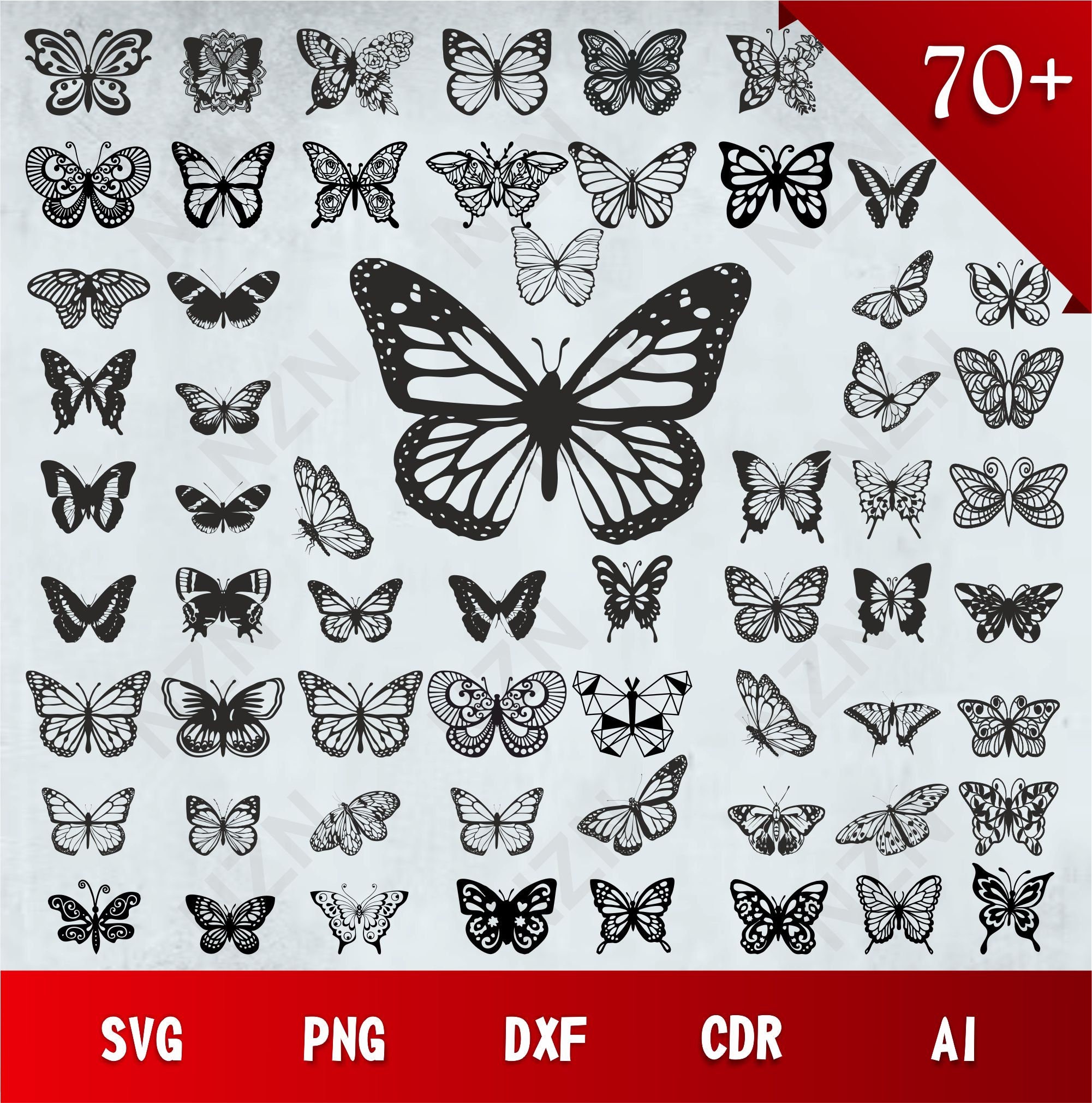 Butterfly SVG Bundle, Vector Files, .png, .svg, .dxf, .cdr, .ai, Ready ...