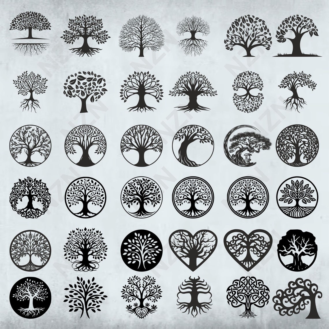 Tree of Life SVG Bundle, Vector Files, .png, .svg, .dxf, .cdr, .ai ...