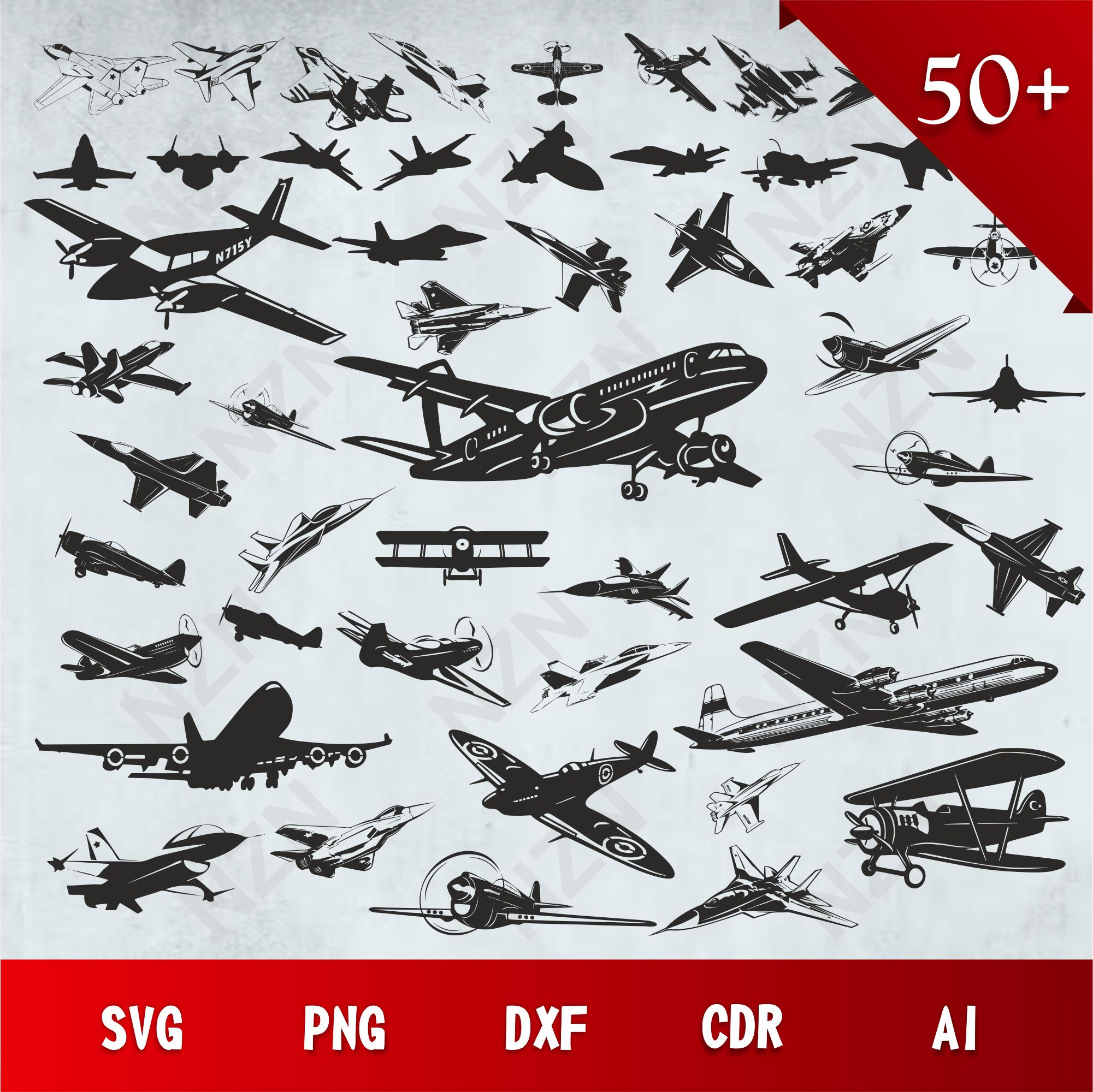 Airplane SVG Bundle, Vector Files, .png, .svg, .dxf, .cdr, .ai, Ready ...