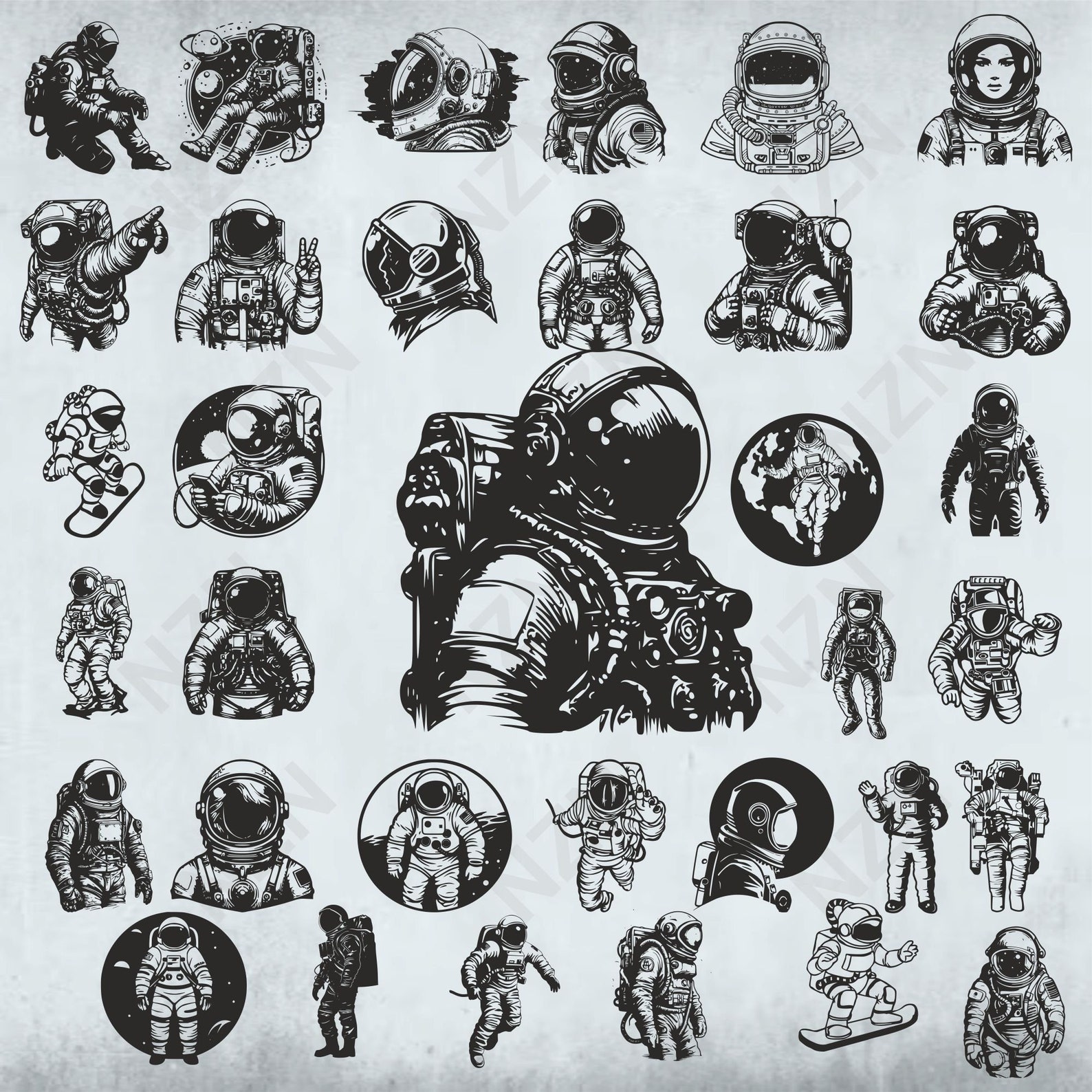 Astronaut SVG Bundle, Vector Files, .png, .svg, .dxf, .cdr, .ai, Ready ...