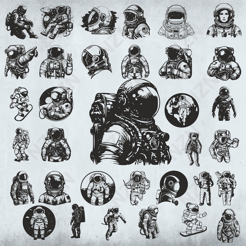 Astronaut SVG Bundle, Vector Files, .png, .svg, .dxf, .cdr, .ai, Ready ...