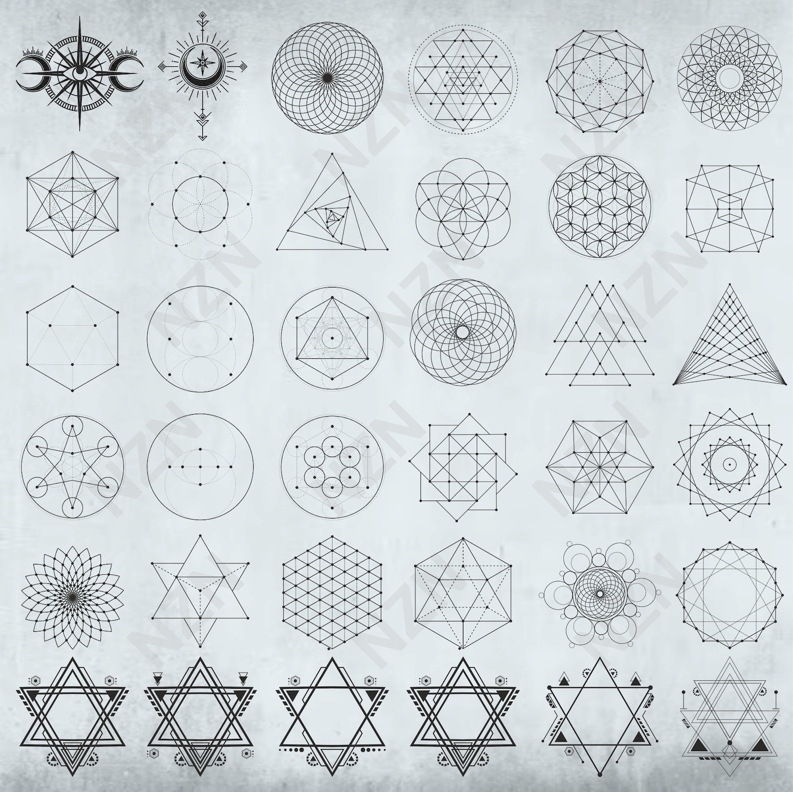 Sacred Geometry Bundle, Vector Files, .png, .svg, .dxf, .cdr, .ai ...