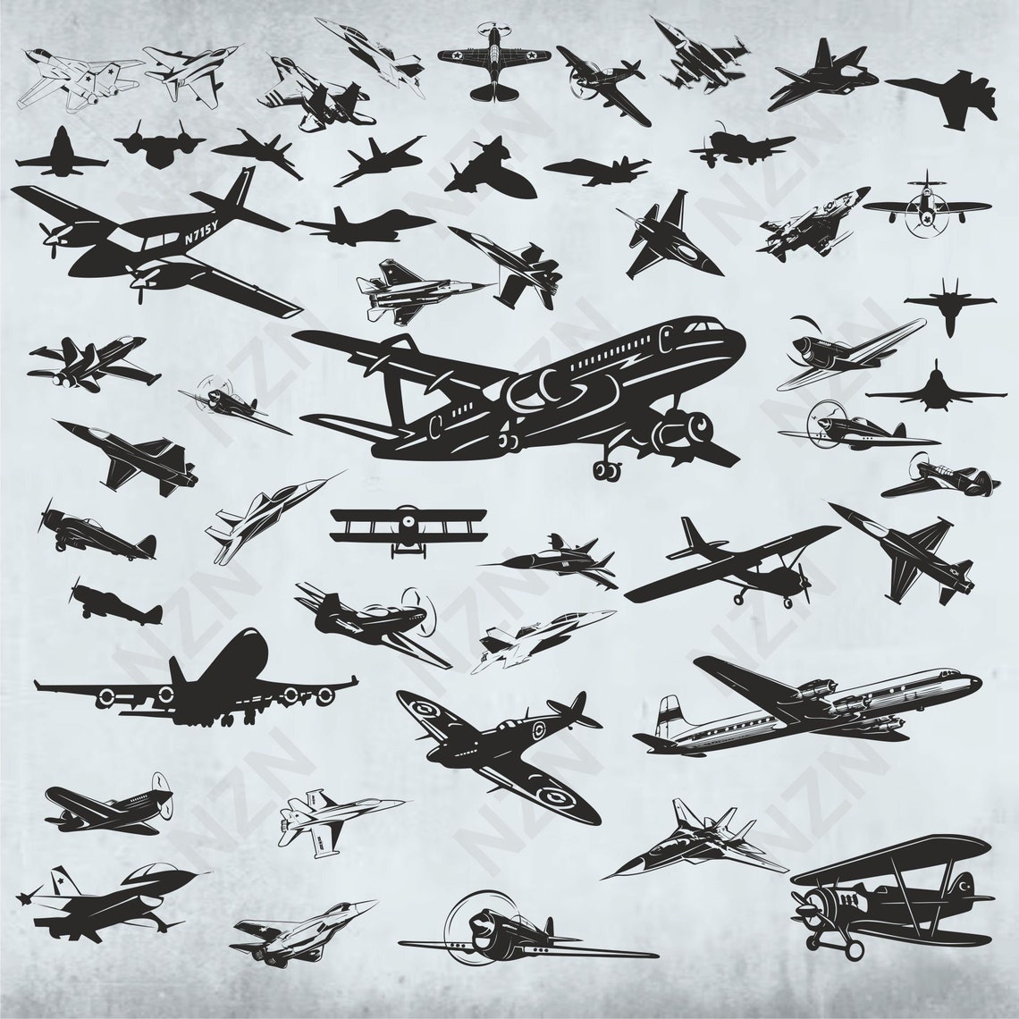 Airplane SVG Bundle, Vector Files, .png, .svg, .dxf, .cdr, .ai, Ready ...