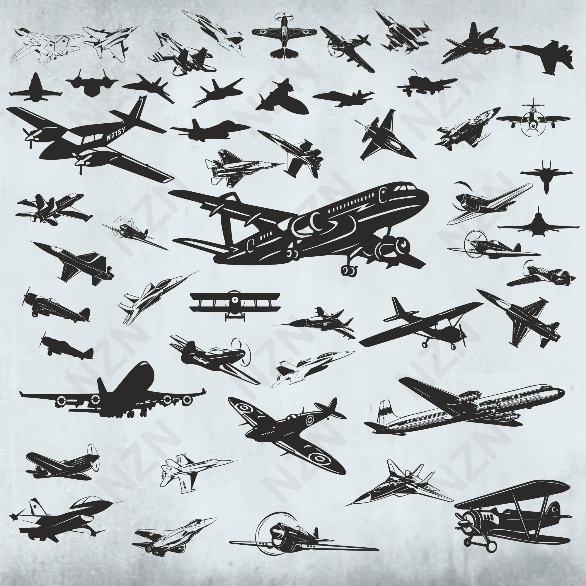 Airplane SVG Bundle, Vector Files, .png, .svg, .dxf, .cdr, .ai, Ready ...