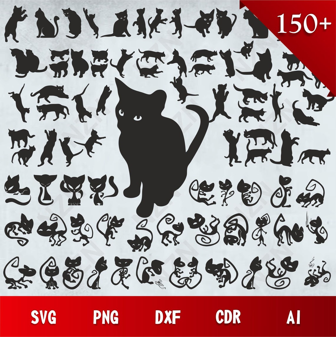 Cat SVG Bundle, Vector Files, .png, .svg, .dxf, .cdr, .ai, Ready to ...