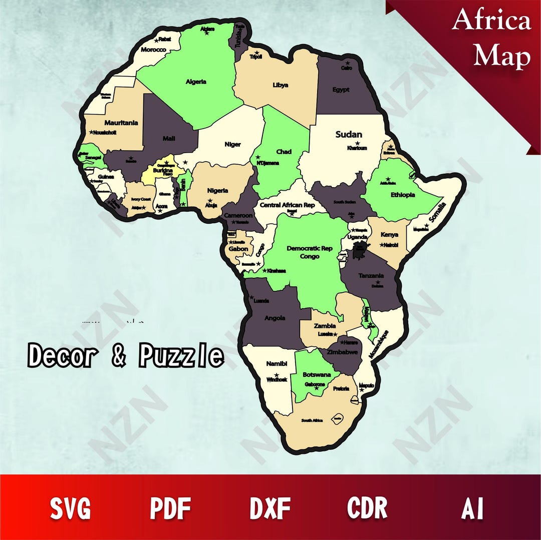 Africa Map Bundle, Vector Files, .png, .svg, .dxf, .cdr, .ai, Ready to ...