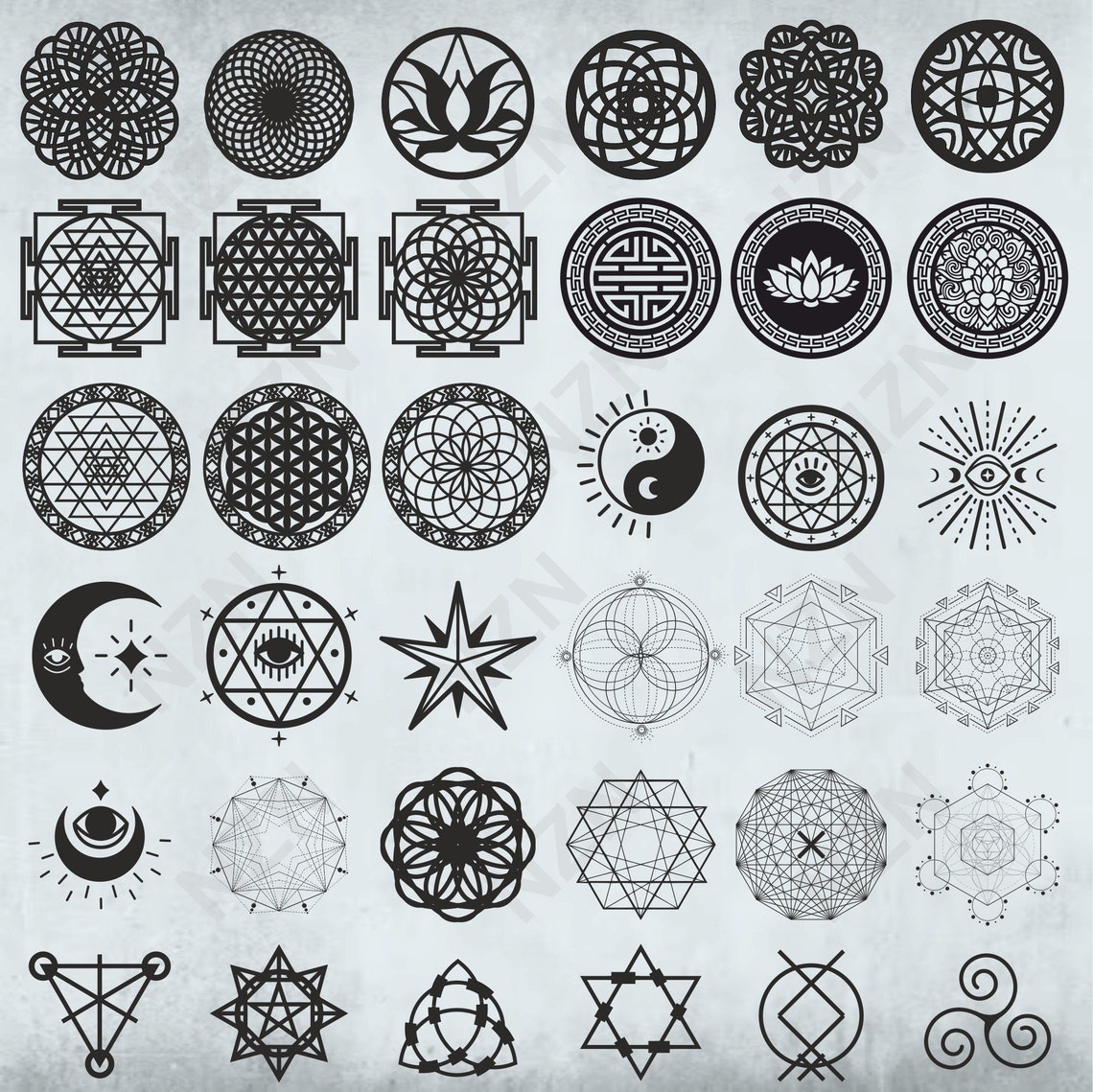Sacred Geometry Bundle, Vector Files, .png, .svg, .dxf, .cdr, .ai ...