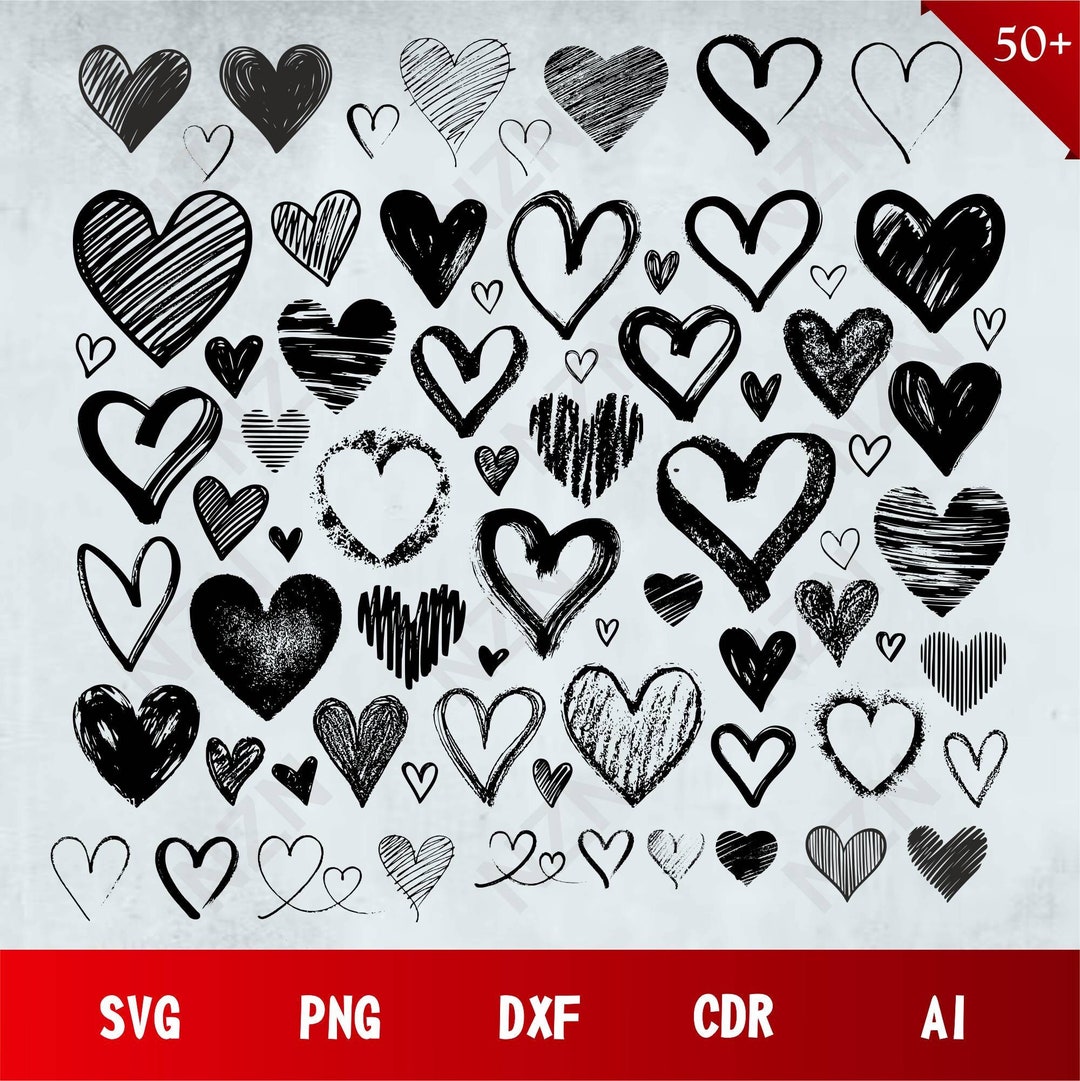 Heart Bundle, Vector Files, .png, .svg, .dxf, .cdr, .ai, Ready to Print ...