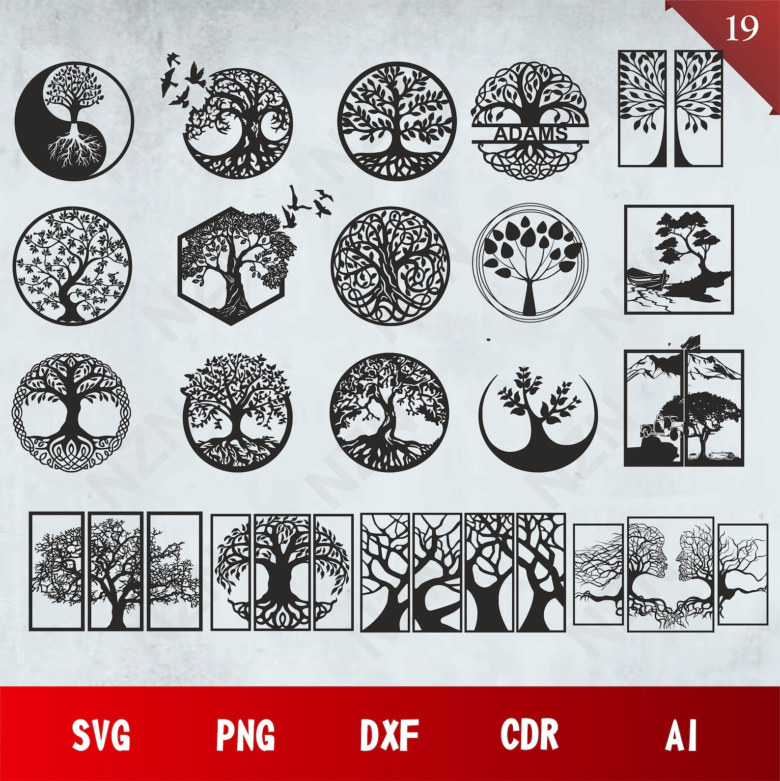 Tree of Life SVG Bundle, Vector Files, .png, .svg, .dxf, .cdr, .ai ...
