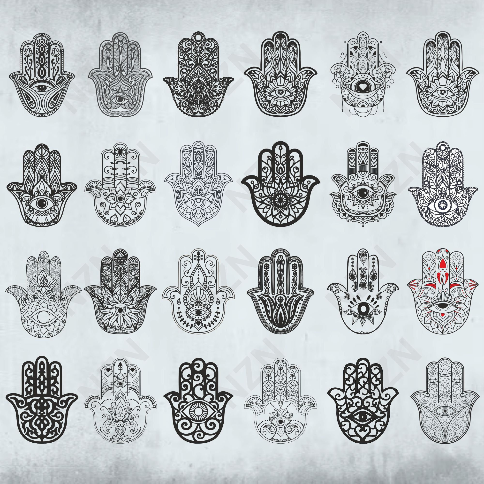 Hamsa Hand Bundle, Vector Files, .png, .svg, .dxf, .cdr, .ai, Ready to ...