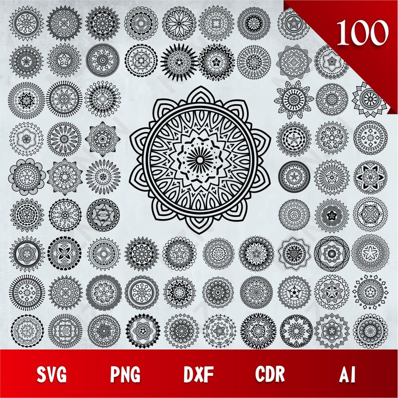 Mandala SVG Bundle, Vector Files, .png, .svg, .dxf, .cdr, .ai, Ready to ...