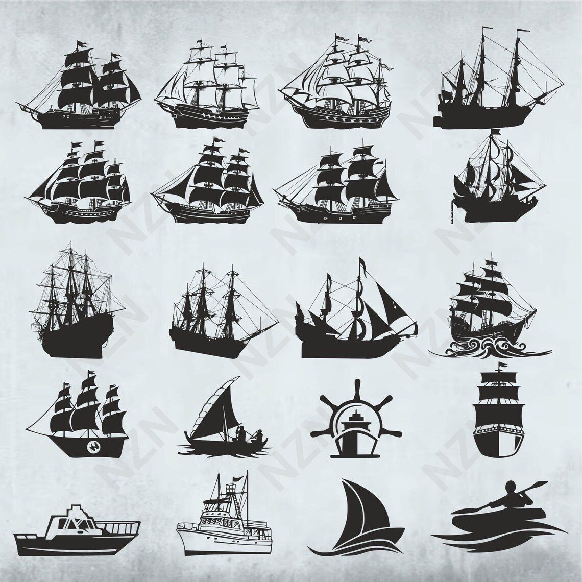 Ship SVG Bundle, Cruise Svg, Yacht Svg, Vector Files, .png, .svg, .dxf ...