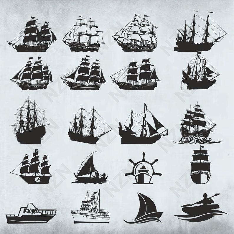Ship SVG Bundle, Cruise Svg, Yacht Svg, Vector Files, .png, .svg, .dxf ...
