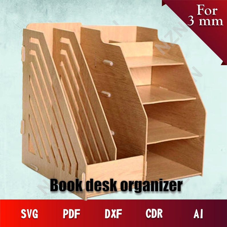 Desk Organiser Laser Cut SVG, Laser Cut Wood Organizer, Vector Files ...