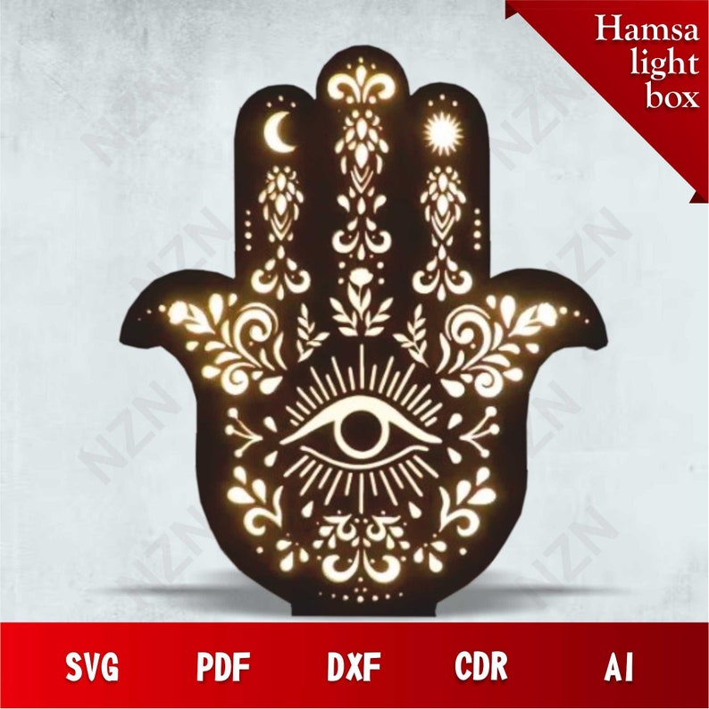 Lighted Hamsa Hand Bundle, Vector Files, .png, .svg, .dxf, .cdr, .ai ...