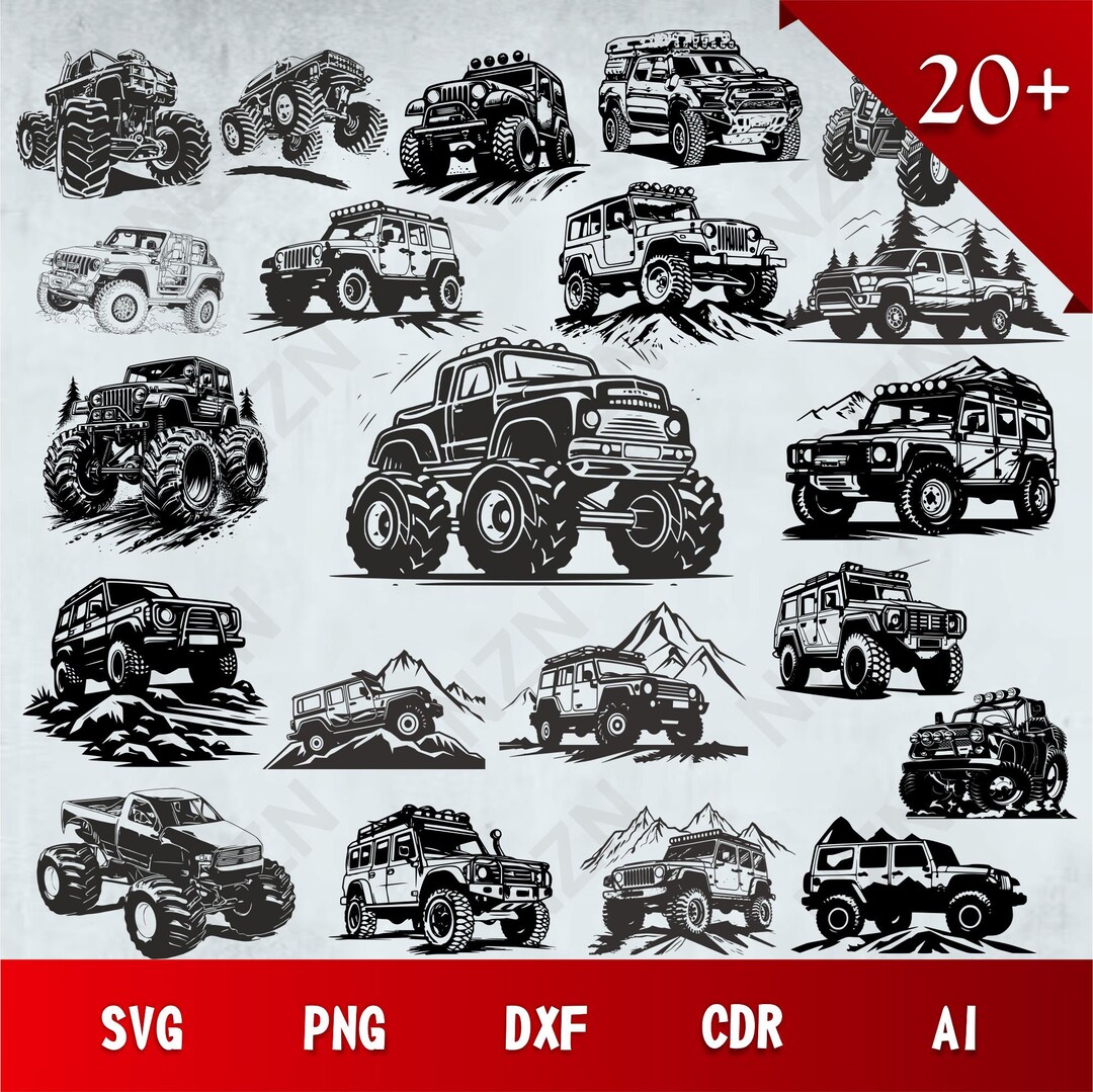 Off Road Car SVG Bundle, Vector Files, .png, .svg, .dxf, .cdr, .ai ...
