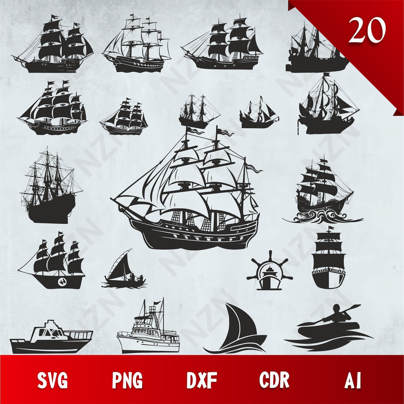 Ship SVG Bundle, Cruise Svg, Yacht Svg, Vector Files, .png, .svg, .dxf ...