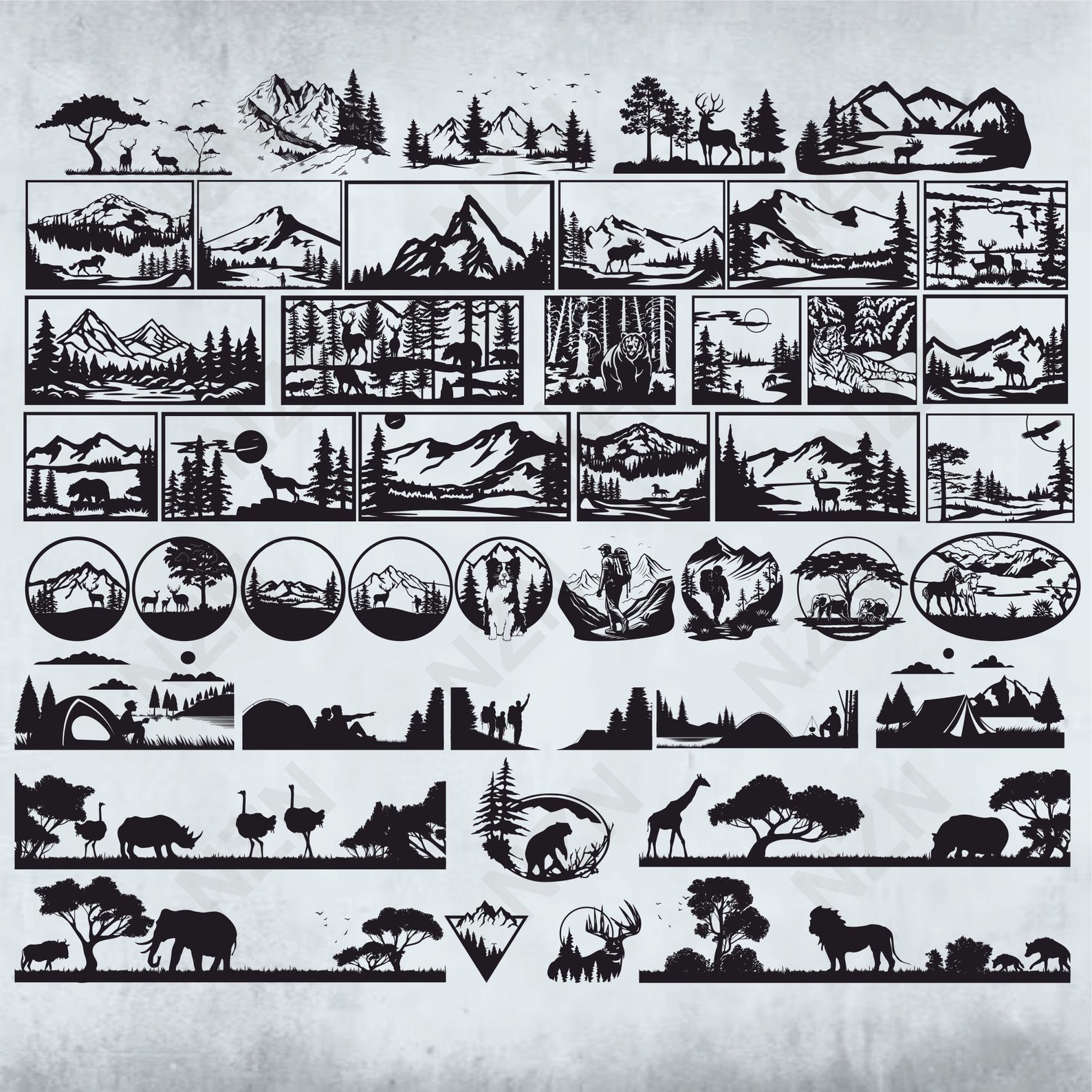 Forest SVG Bundle, Vector Files, .png, .svg, .dxf, .cdr, .ai, Ready to ...