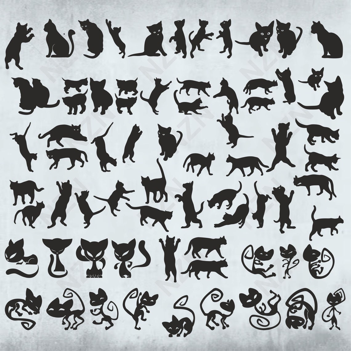 Cat SVG Bundle, Vector Files, .png, .svg, .dxf, .cdr, .ai, Ready to ...