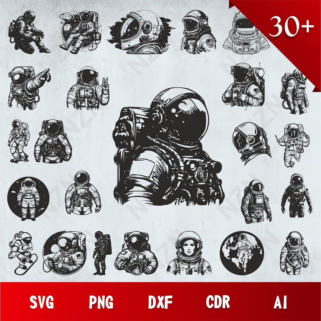 Astronaut SVG Bundle, Vector Files, .png, .svg, .dxf, .cdr, .ai, Ready ...