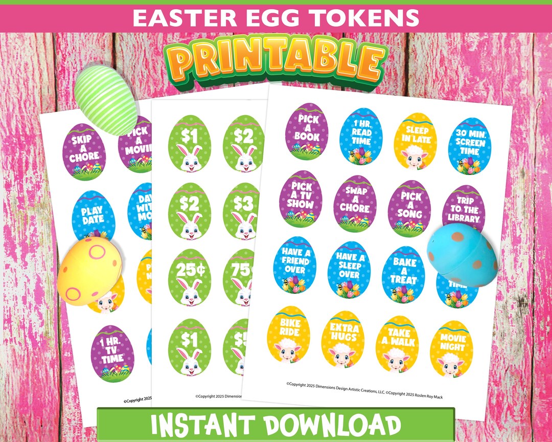 Easter Egg Paper Tokens for Kids Printable, Easter Gift and Easter ...