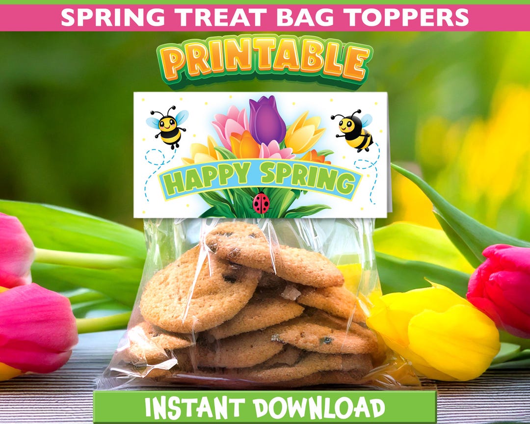 Happy Spring Treats Bag Topper Printable, Easter Gift Ideas, Easter ...