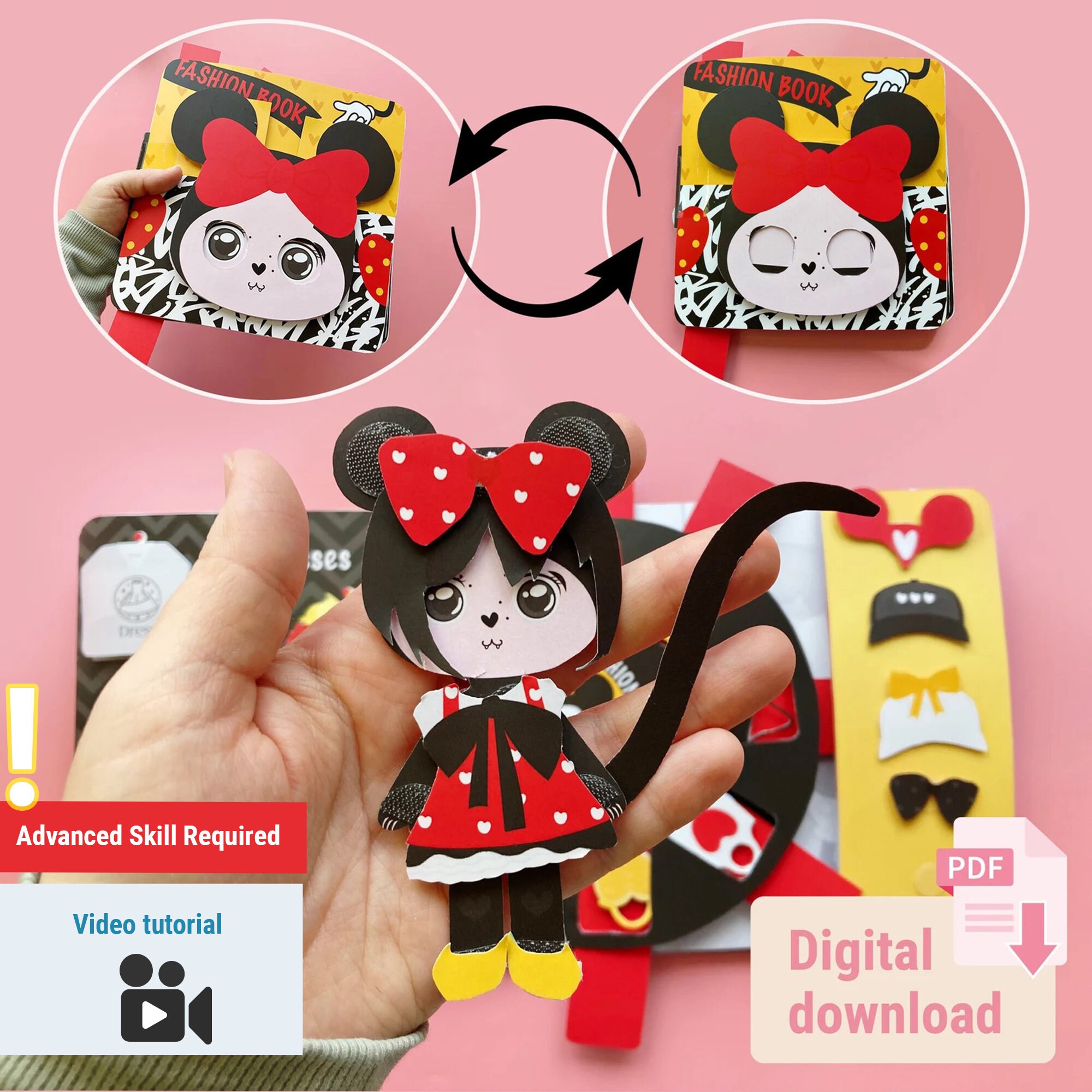 Paper Doll Mouse & Fashion Book Set PDF - Etsy