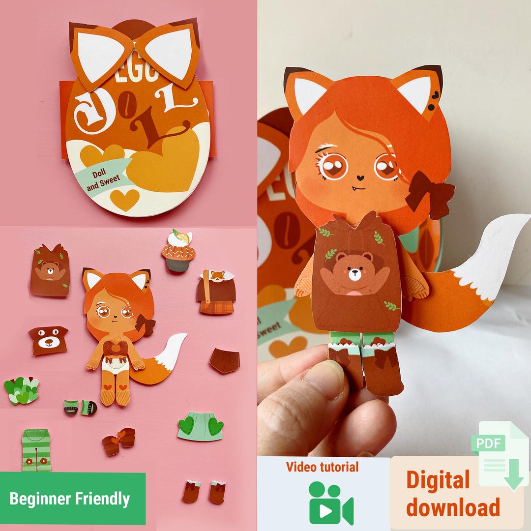 Fox Paper Doll Craft Kit Printable Paper Doll Set DIY PDF Busy Kids ...