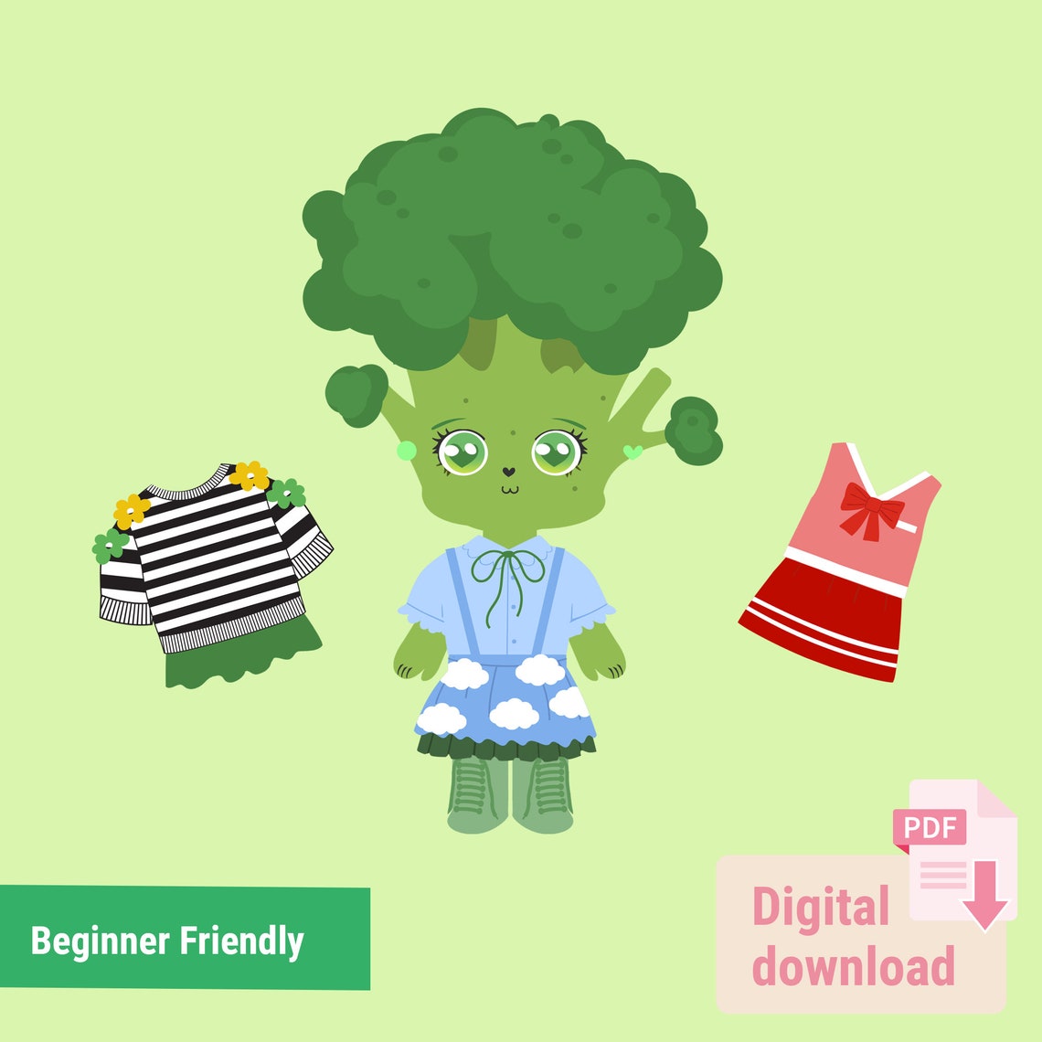 Crafty Broccoli Girl: Printable Doll & Dress-up Kit - Etsy