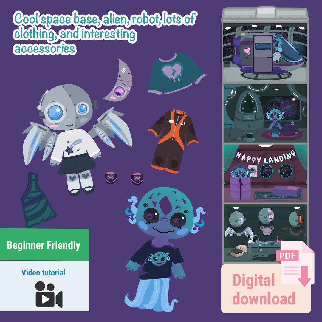 Halloween Paper Craft Printable Space Base, Robot, and Alien: Paper ...