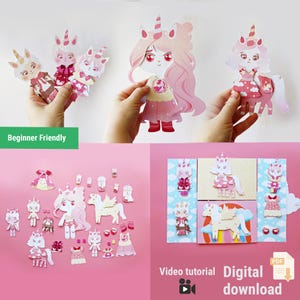 Unicorn Printable Paper Doll Craft Kit 6 Cute Unicorn Dolls, Outfits ...