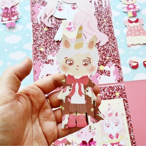 Unicorn Printable Paper Doll Craft Kit 6 Cute Unicorn Dolls, Outfits ...