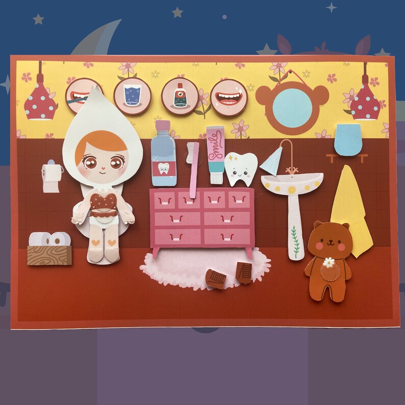 Evening Routine Paper Doll Craft Set Printable for Kids - Etsy