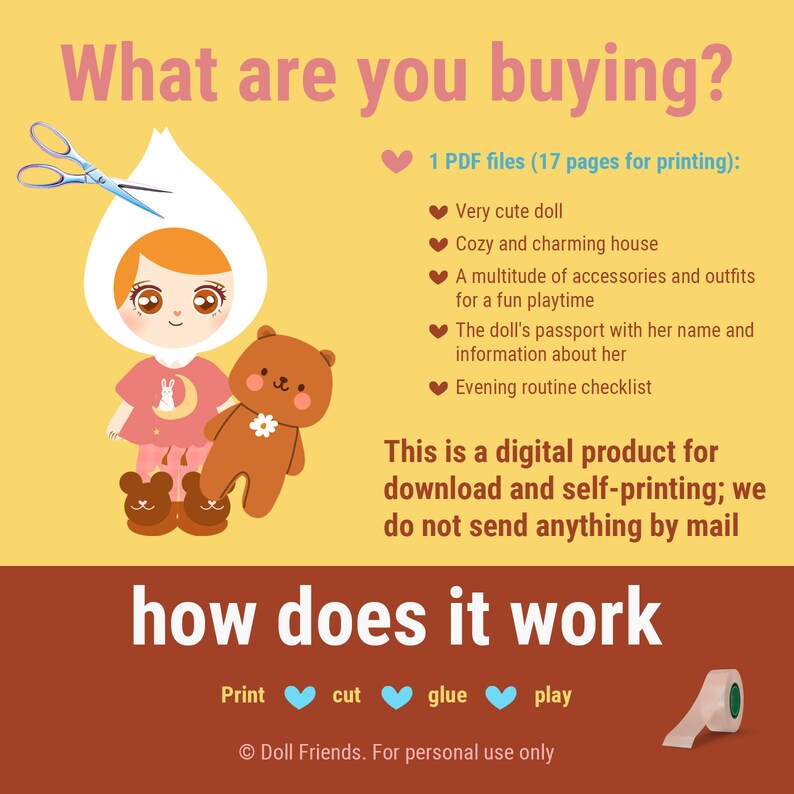 Evening Routine Paper Doll Craft Set Printable for Kids - Etsy