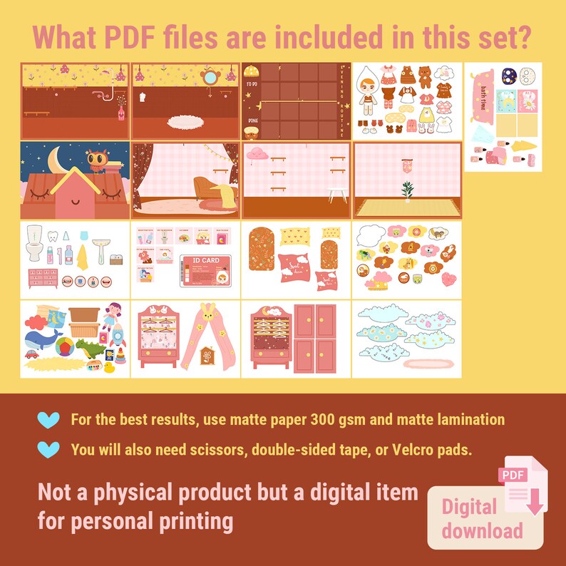 Evening Routine Paper Doll Craft Set Printable for Kids - Etsy