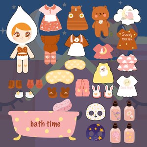 Evening Routine Paper Doll Craft Set Printable for Kids - Etsy