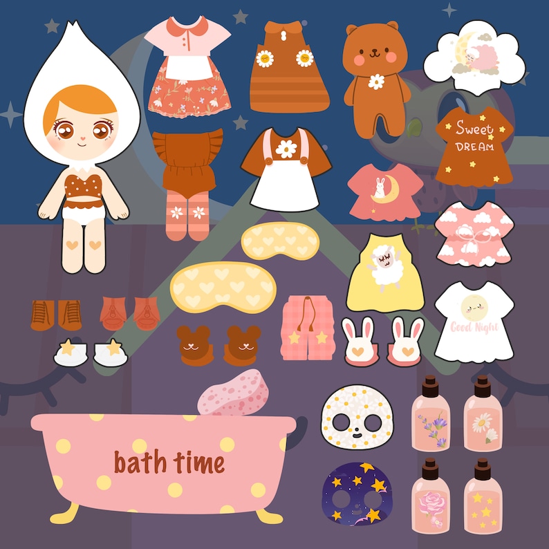 Evening Routine Paper Doll Craft Set Printable for Kids - Etsy