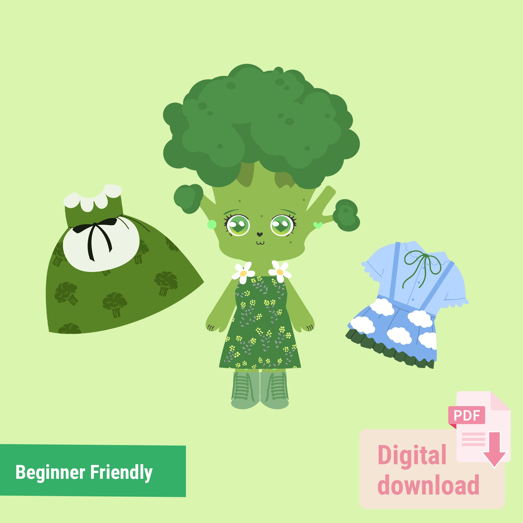 Crafty Broccoli Girl: Printable Doll & Dress-up Kit - Etsy