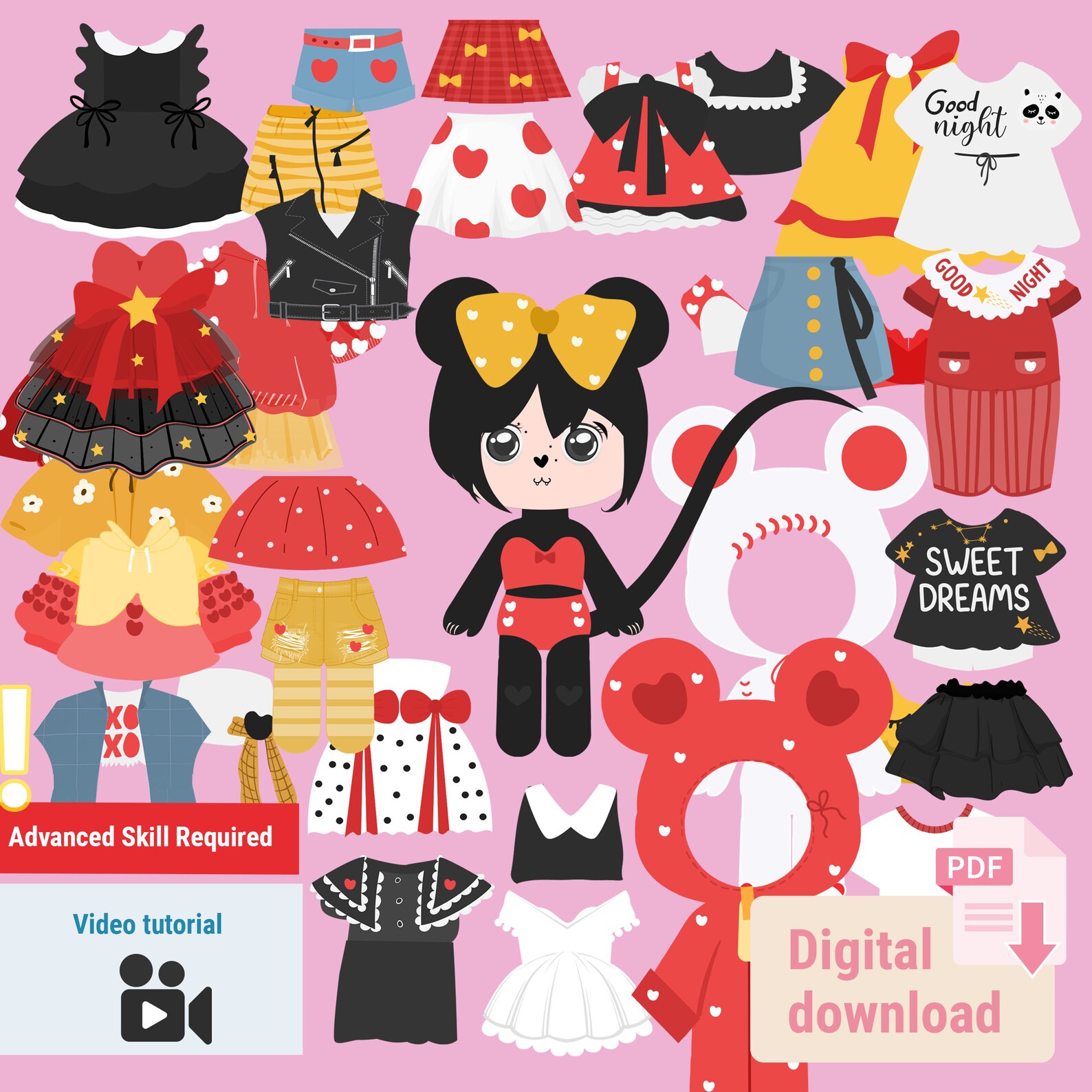 Paper Doll Mouse & Fashion Book Set PDF - Etsy