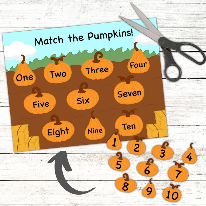 Fall-themed Printable Number Matching Game: Preschool Busy Book ...