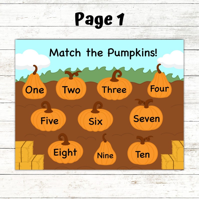 Fall-themed Printable Number Matching Game: Preschool Busy Book ...