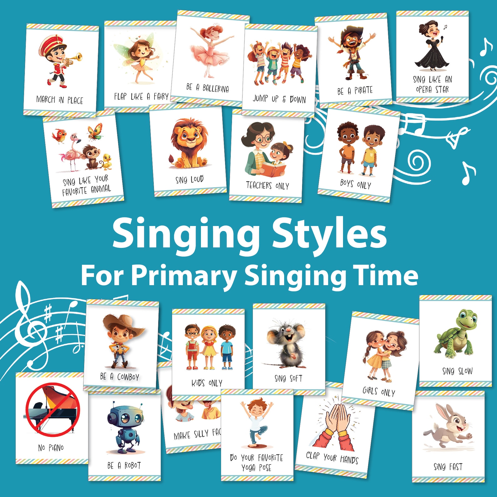 LDS Primary Singing Styles Activity Cards (digital Download) - Etsy