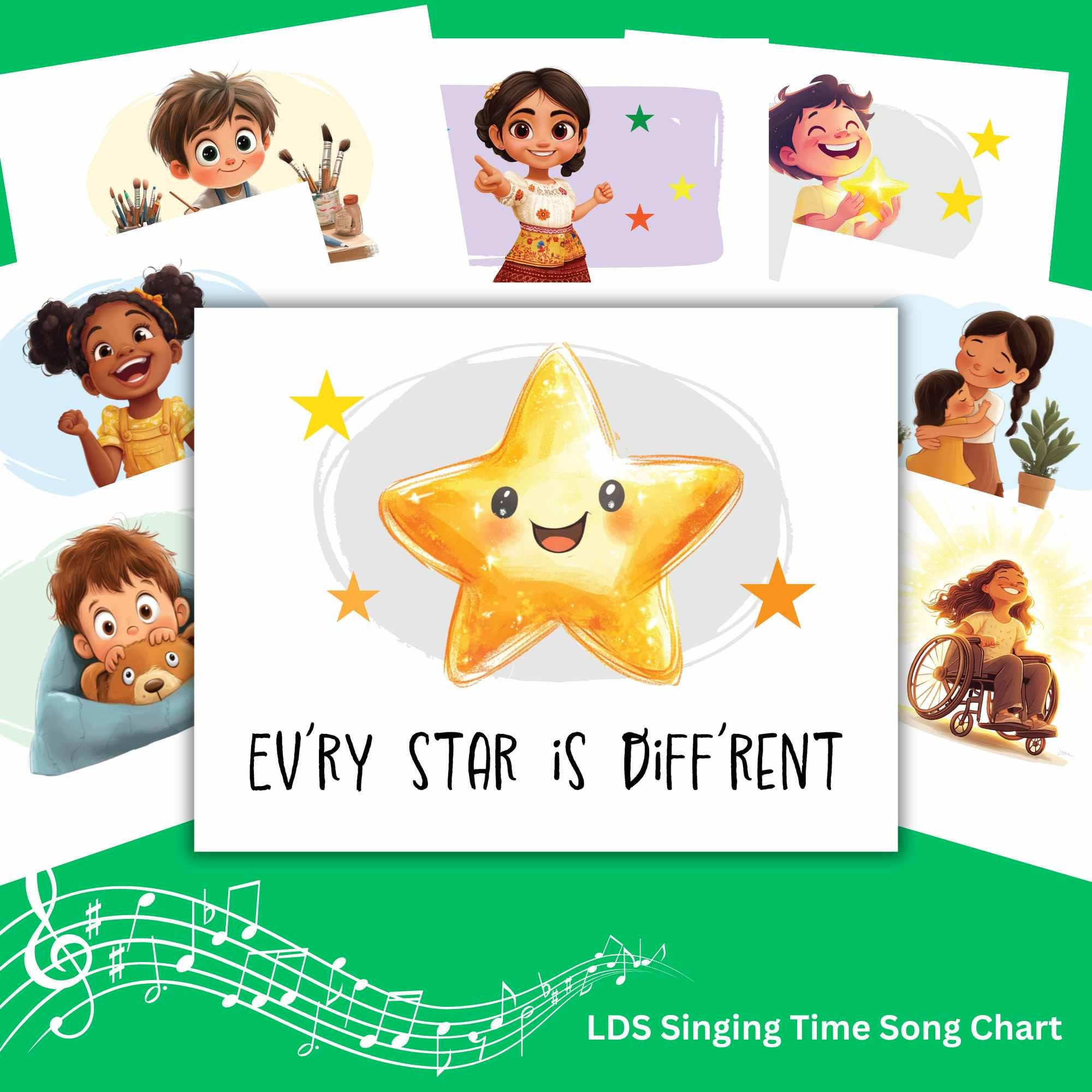 Every Star is Different Song Chart: LDS Primary Singing Time (digital ...