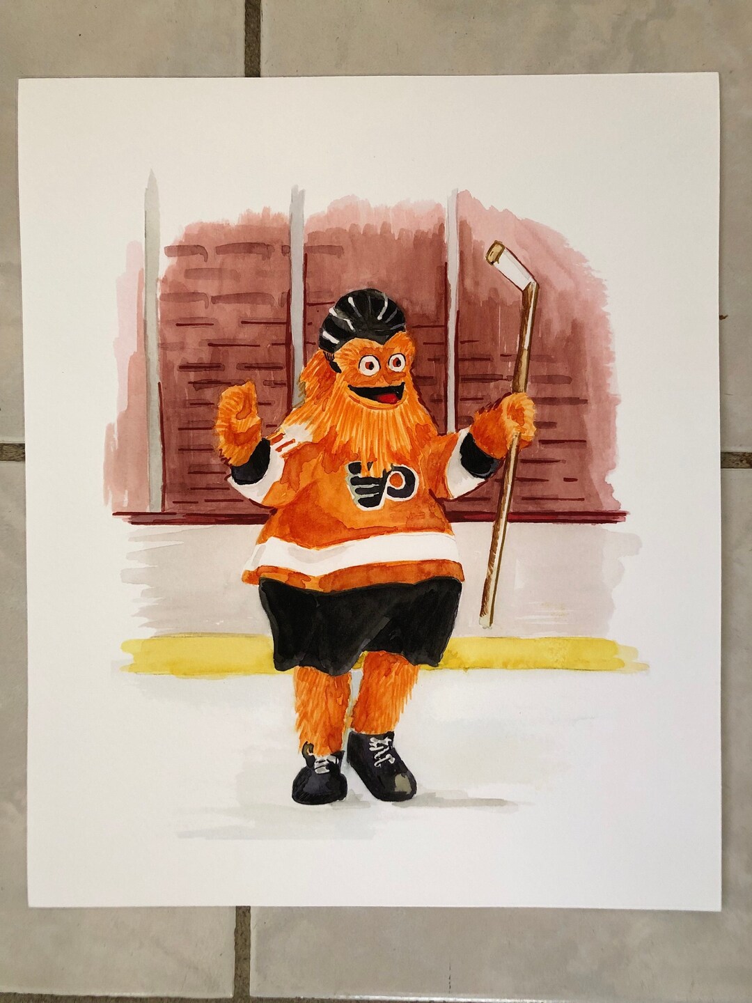 Gritty the Mascot Wall Art Print of Original Watercolor Painting - Etsy