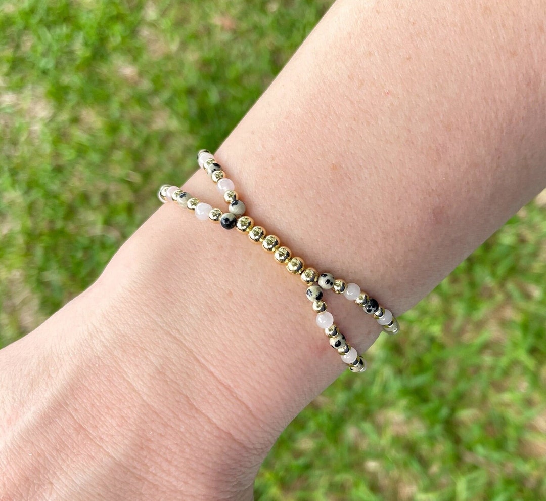 Gold and Gemstone Beaded Split Bracelet - Etsy