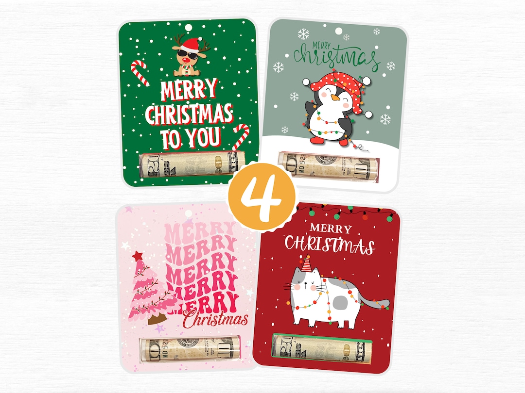 Christmas Money Card, Set of 4, Money Holder, Money Card, Cash Gift ...