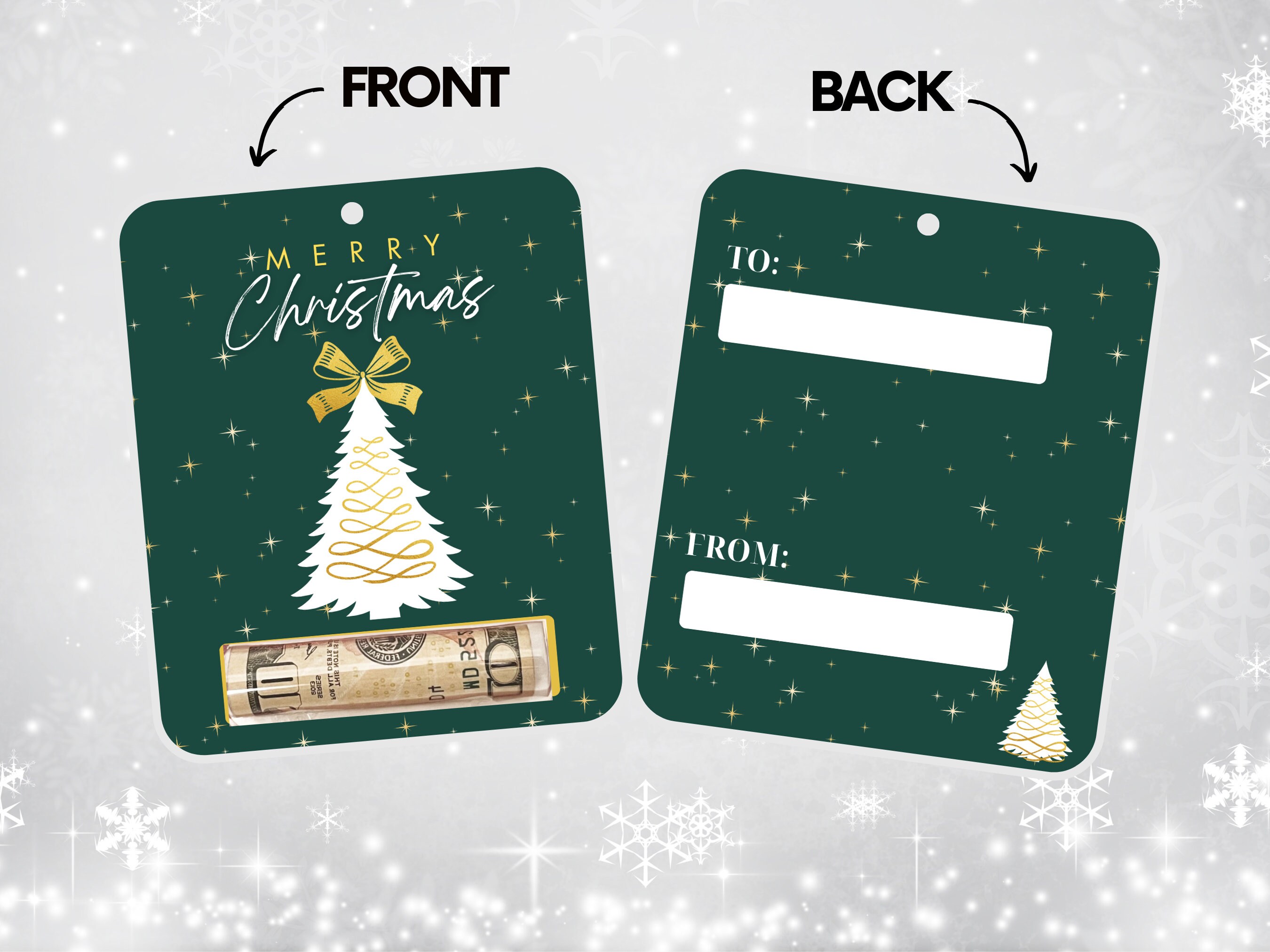Christmas Money Card, Set of 4, Christmas Money Holder, Cash Gift Card ...