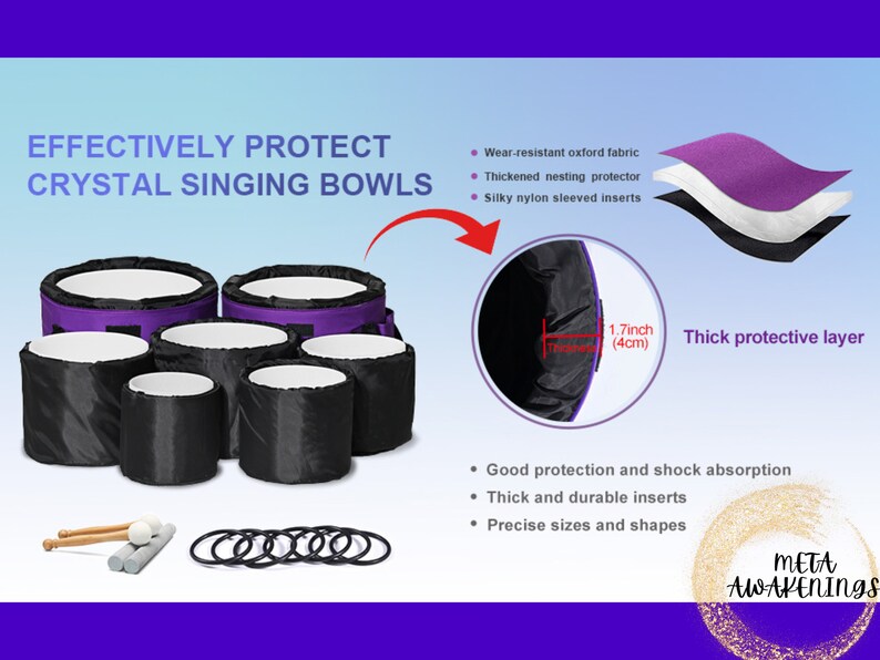 440HZ 6-12 Inch Set of 7 Frosted Chakra Quartz Crystal Singing Bowls ...