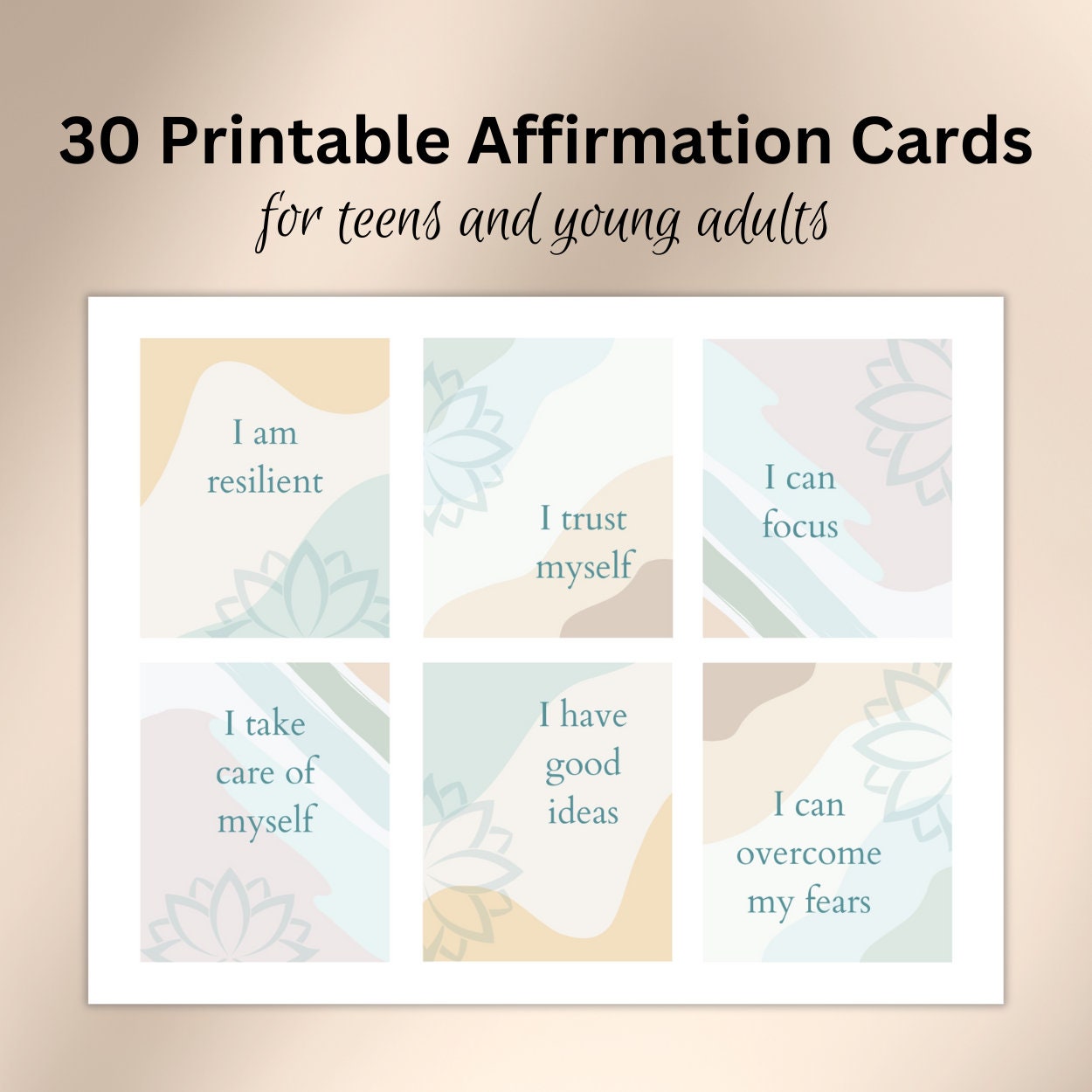 Printable Affirmation Cards for Teens and College Students Digital ...