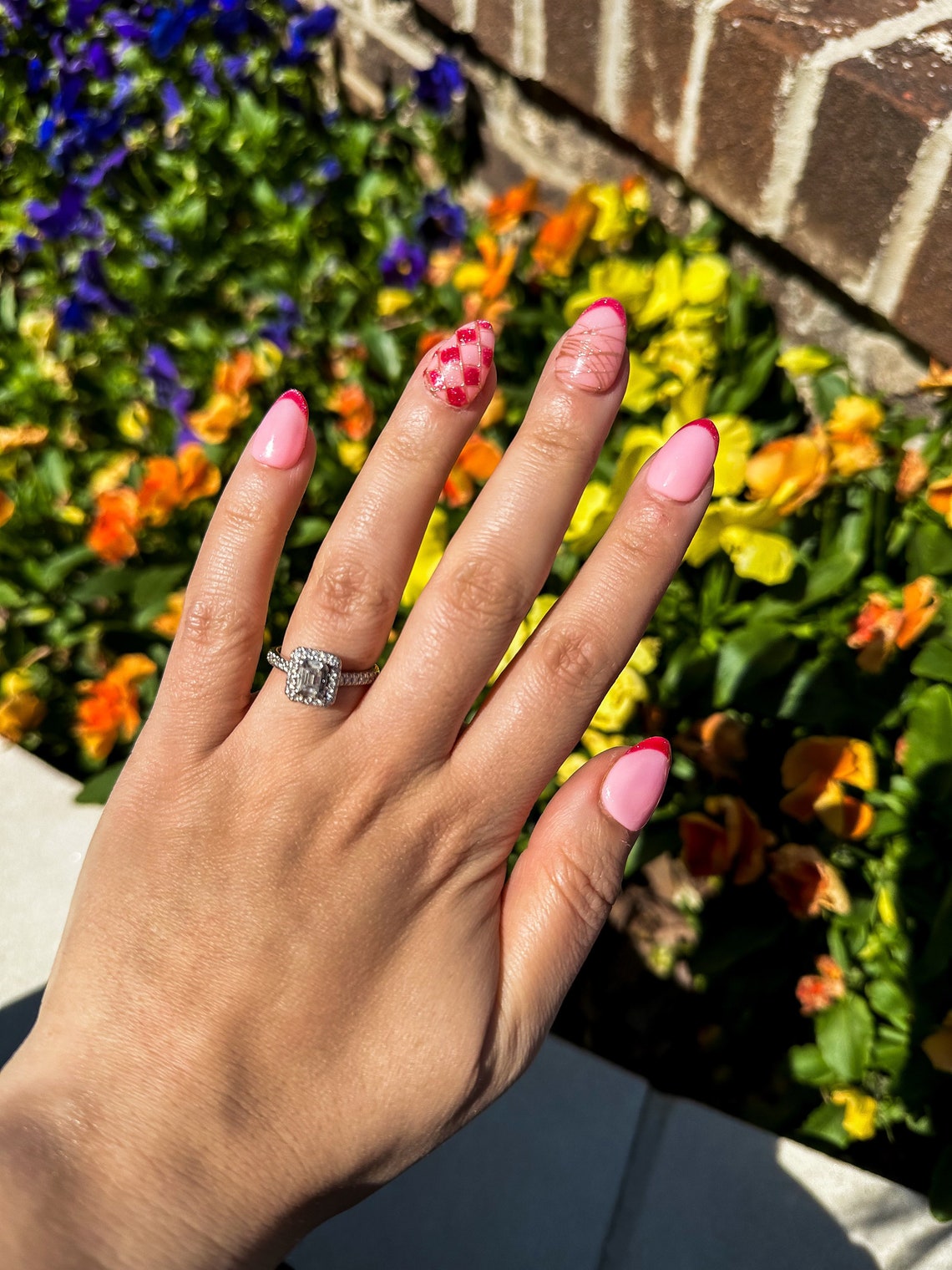 Magnetic Checkerboard French Tips Press on Nails - Etsy